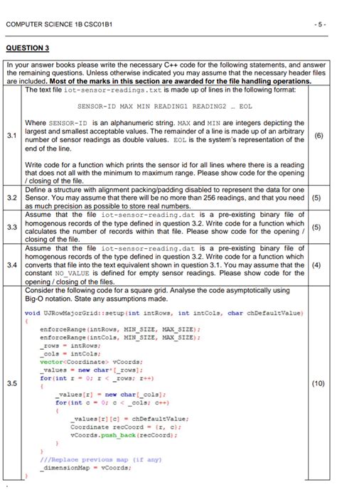 COMPUTER SCIENCE B CSC B QUESTION Marks Chegg