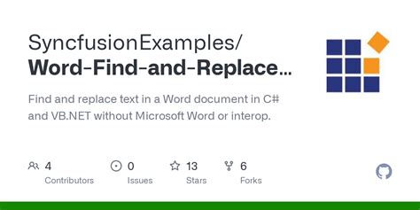Github Syncfusionexamplesword Find And Replace Examples Find And