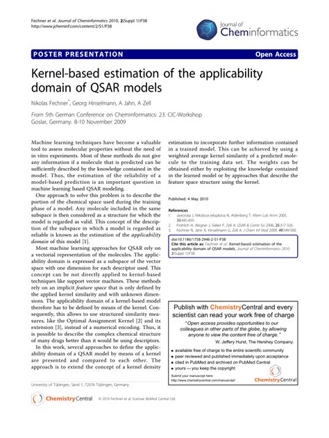 PDF Kernel Based Estimation Of The Applicability Domain Of QSAR Models
