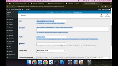 How To Add Razorpay Key Id And Key Secret Youtube