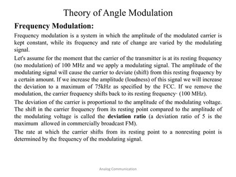 Angle Modulation Frequency Modulation And Phase Modulation Pptx