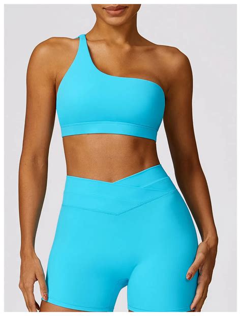 Womens One Shoulder Sports Bra With Cross Over From Cnlongbida 13