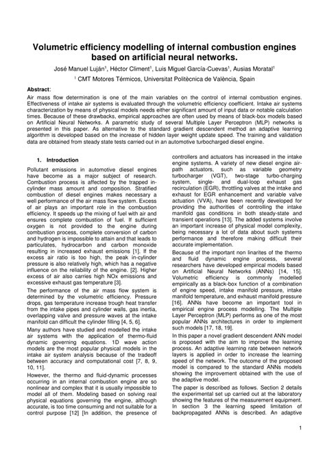pdf volumetric efficiency modelling of internal combustion engines