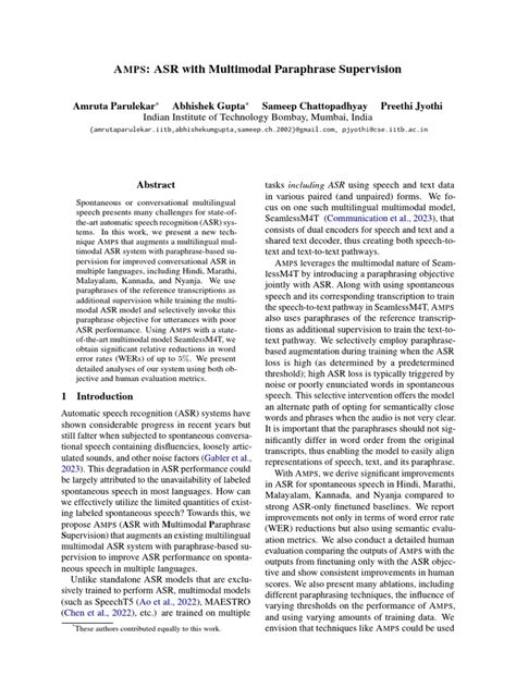 Asr With Multimodal Paraphrase Supervision 18368v1 Pdf Speech Recognition Speech