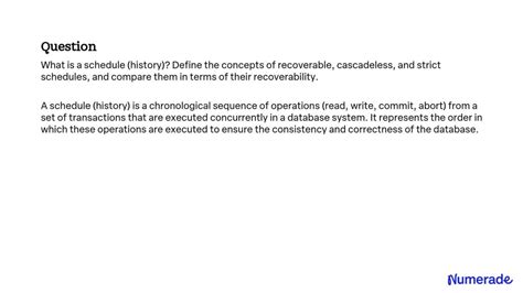 solved what is a schedule history define the concepts of recoverable