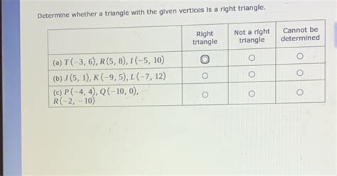 Solved Determine Whether A Triangle With The Given Vertices Is A
