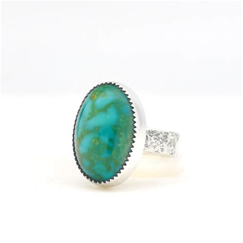 Kingman Hardy Pit Turquoise Ring Handmade In Usa Minimalist Modern
