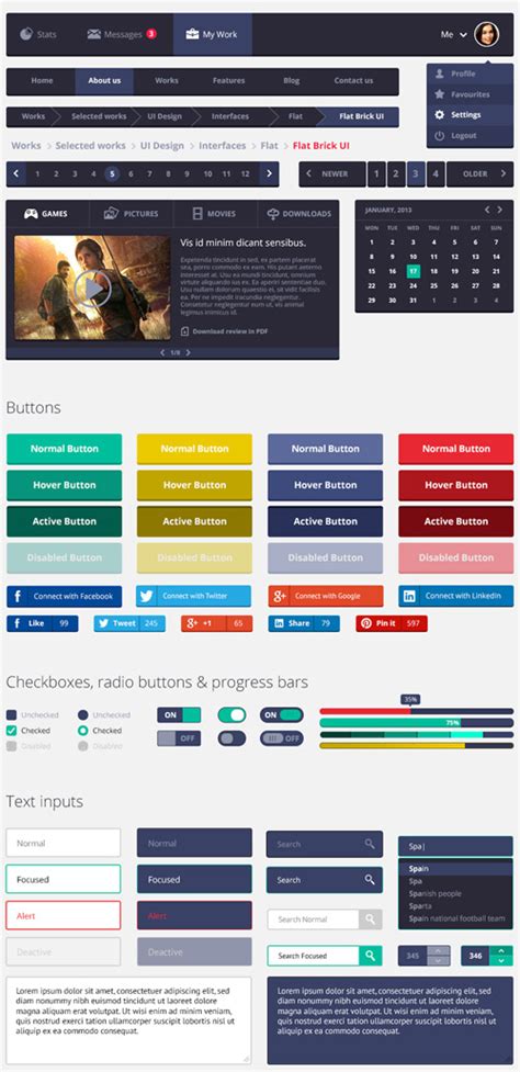 Free Flat Ui Kits Graphic Design Junction