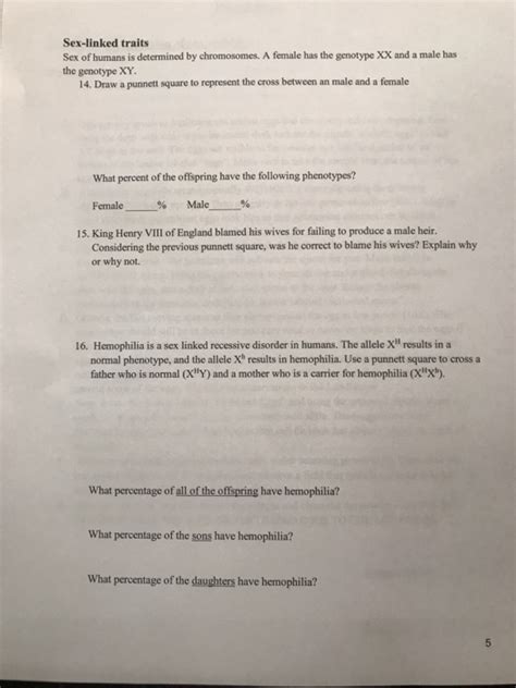 Solved Sex Linked Traits Sex Of Humans Is Determined By Chegg Com