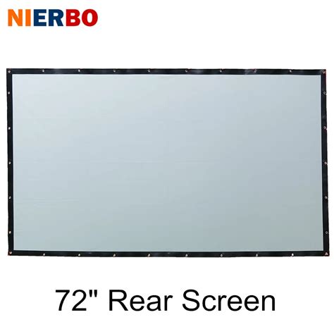 Nierbo 휴대용 프로젝터 스크린 72 인치 169 43 후면 프로젝션 접이식 아이렛 Pvc 프레임이없는 천장 스크린