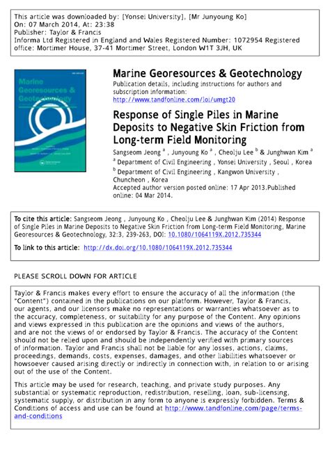 Pdf Response Of Single Piles In Marine Deposits To Negative Skin