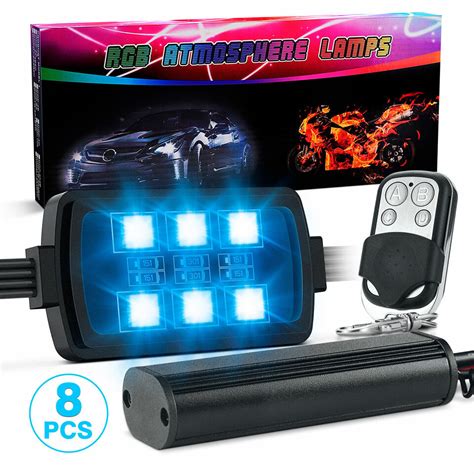 8 Pods Rgb Motorcycle Led Lights Multi Color Underglow Led Kit Remote Controller Ebay