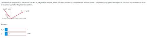 solved determine the magnitude of the vector sum v v1 v2