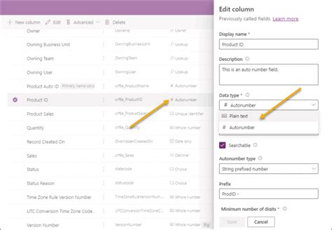 Change Dataverse Primary Column To Autonumber