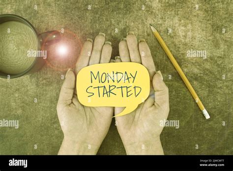 Text Caption Presenting Monday Startedgetting Ready For New Week Rest Is Over Lets Begin Work