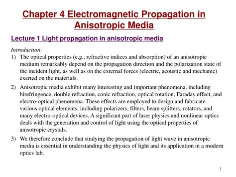 Ppt Chapter 4 Electromagnetic Propagation In Anisotropic Media Powerpoint Presentation Id907456