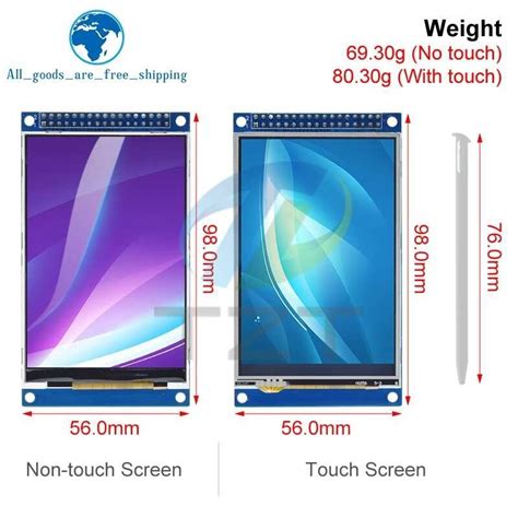โมดูลหน้าจอ tft ขนาด 3 5 นิ้วขนาด 3 5 นิ้ว 480x320 st7796u ili9486 จอ