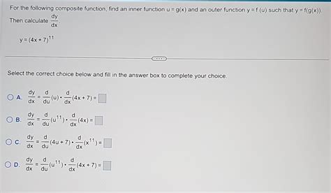 Solved For The Following Composite Function Find An Inner