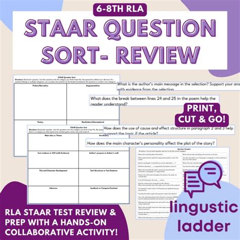 Staar Question Sort Staar Review Staar Prep By Linguistic Ladder