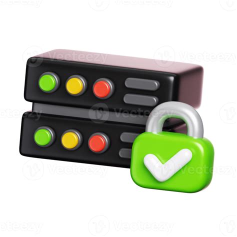 Database Storage Server Protection With Security Padlock Sign Computer