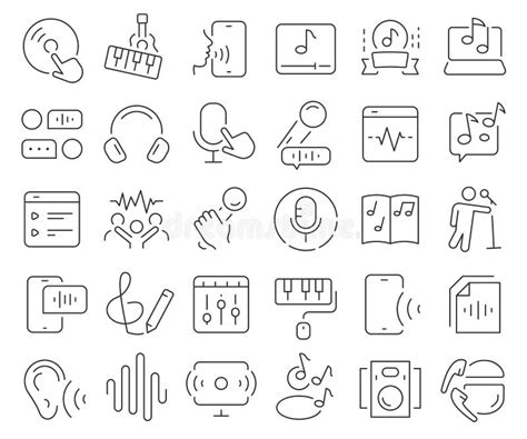 Audio And Music Line Icons Collection Thin Outline Icons Pack Stock Illustration Illustration