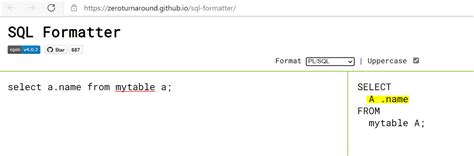 Incorrect Formatting For Plsql · Issue 160 · Sql Formatter Orgsql