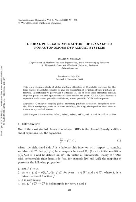 Pdf Global Pullback Attractors Of C Analytic Nonautonomous Dynamical