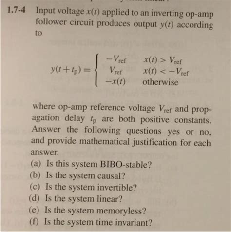 Solved 1 7 4 Input Voltage X T Applied To An Inverting Chegg Com