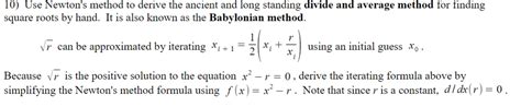Answered 10 Use Newtons Method To Derive The Bartleby