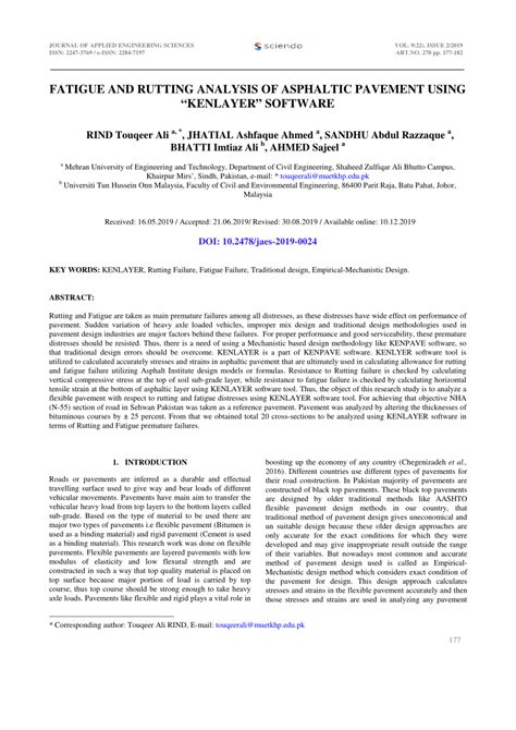 Pdf Fatigue And Rutting Analysis Of Asphaltic Pavement Using “kenlayer” Software