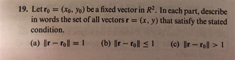 solved 19 let ro xo yo be a fixed vector in r2 in each