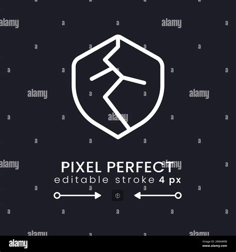 Security Weaknesses White Linear Desktop Icon On Black Stock Vector