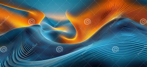 Abstract Waves In Blue And Orange Hues Flowing Curves Create Dynamic Visual Movement Smooth