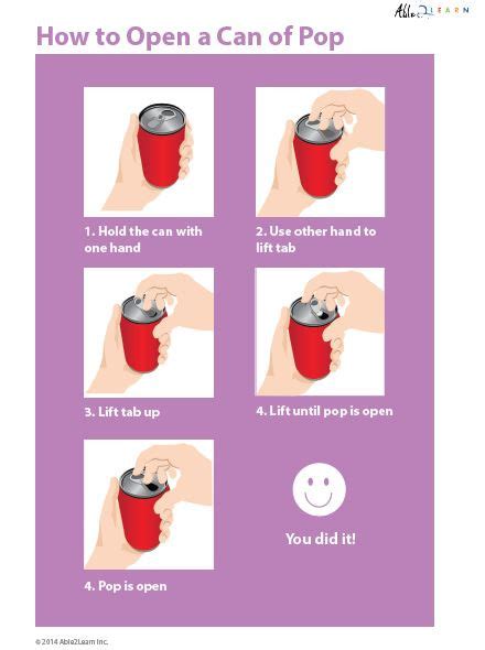 Illustrated Skills How To Open A Pop Can Able2learn Inc