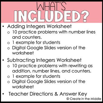 Adding And Subtracting Integers Practice Digital Print TPT