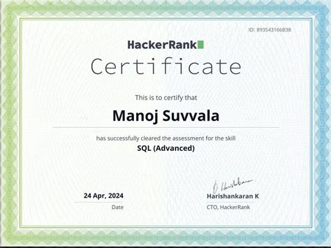 Manoj Suvvala On Linkedin Sql Advanced Certification