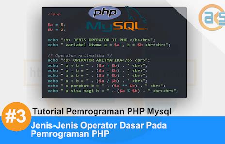 Tutorial Pemrograman PHP Part 3 Jenis Jenis Operator Dasar Pada Pemrograman PHP AK Studio