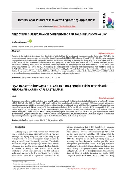 Pdf Aerodynamic Performance Comparison Of Airfoils In Flying Wing Uav