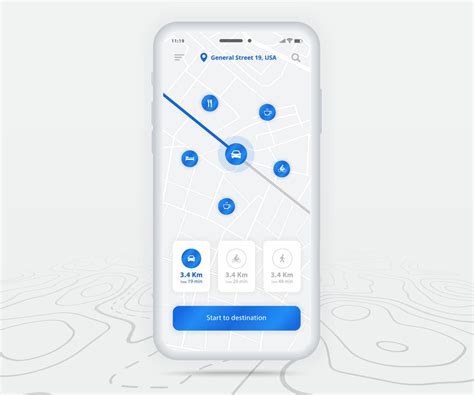 Map Gps Navigation Ux Ui Concept Smartphone Map Application And Destination Pinpoint On Screen