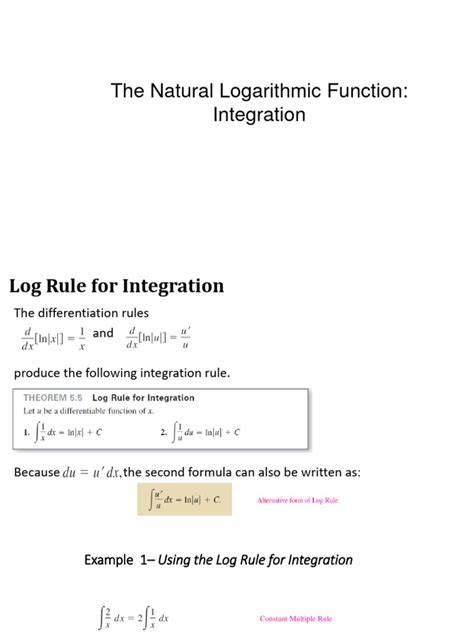 The Natural Logarithmic Function Integration Pdf Integral Logarithm