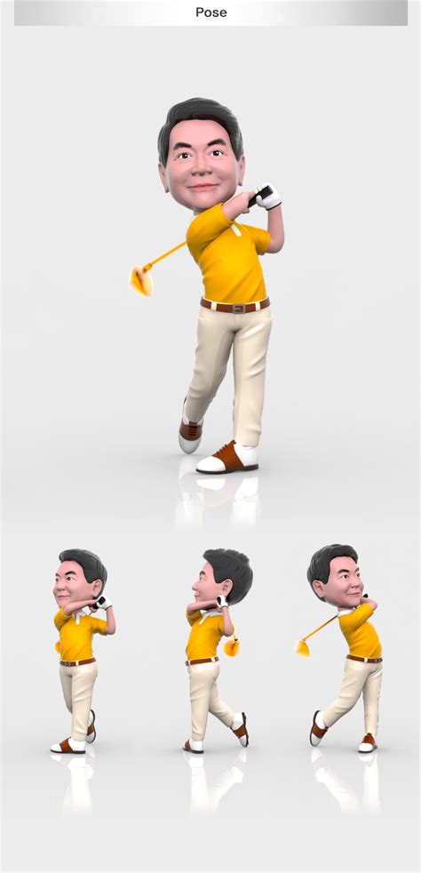 남성 골퍼 피니쉬 자세 골프 트로피홀인원 피규어이글패싱글패 캐리큐어