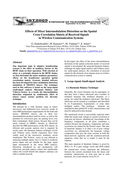 Pdf Effects Of Mixer Intermodulation Distortion On The Spatial Cross