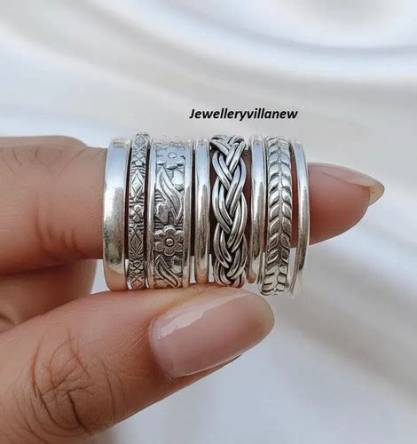 Handmade 8 Set Of Stacking Silver Ring 925 Sterling Silver Dainty