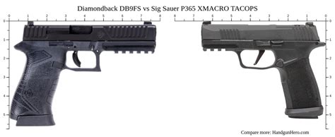 Diamondback Db9fs Vs Sig Sauer P365 Xmacro Tacops Size Comparison