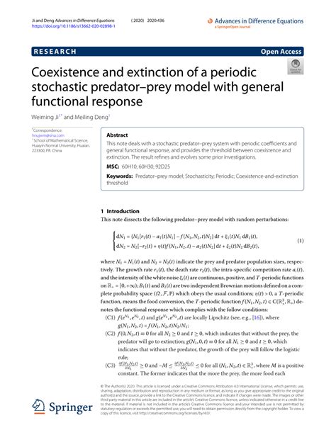 Pdf Coexistence And Extinction Of A Periodic Stochastic Predatorprey Model With General