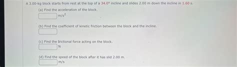 Solved A 3 00 Kg ﻿block Starts From Rest At The Top Of A
