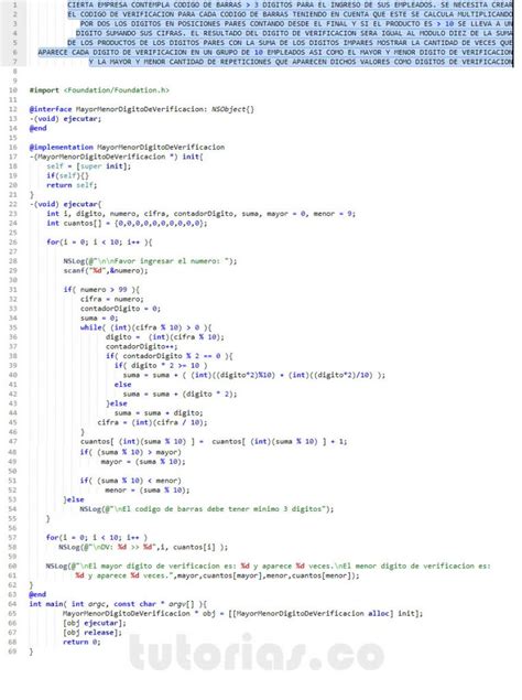 Poo Objective C Mayor Y Menor Digito De Verificacion