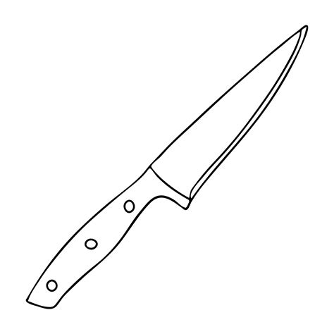Kitchen Knife Drawn In The Style Of Doodleblack And White Image