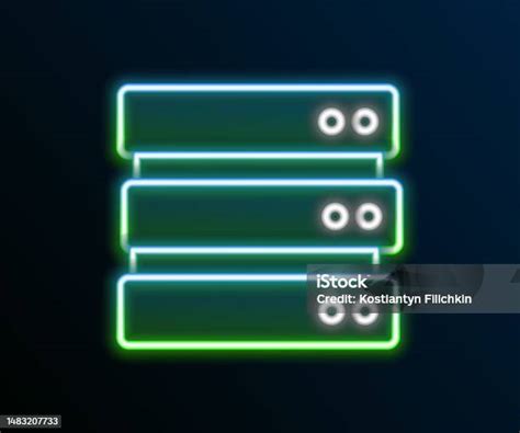 빛나는 네온 라인 서버 데이터 검은 색 배경에 격리 된 웹 호스팅 아이콘 다채로운 개요 개념 벡터 개념에 대한 스톡 벡터 아트 및 기타 이미지 Istock