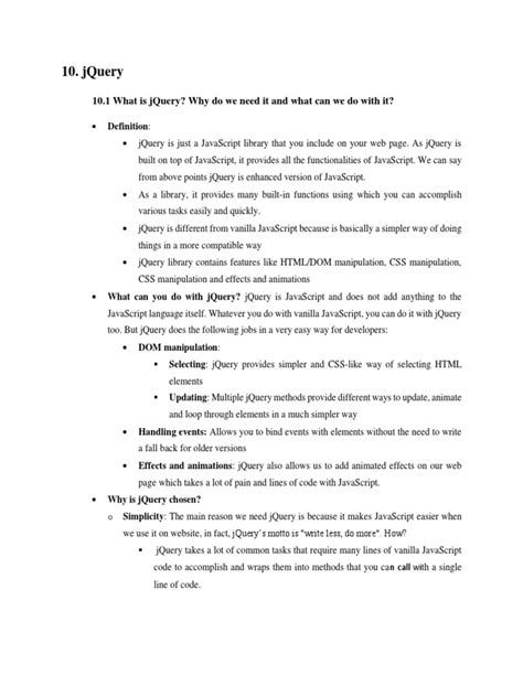 10 Jquery Class Note Pdf J Query Software